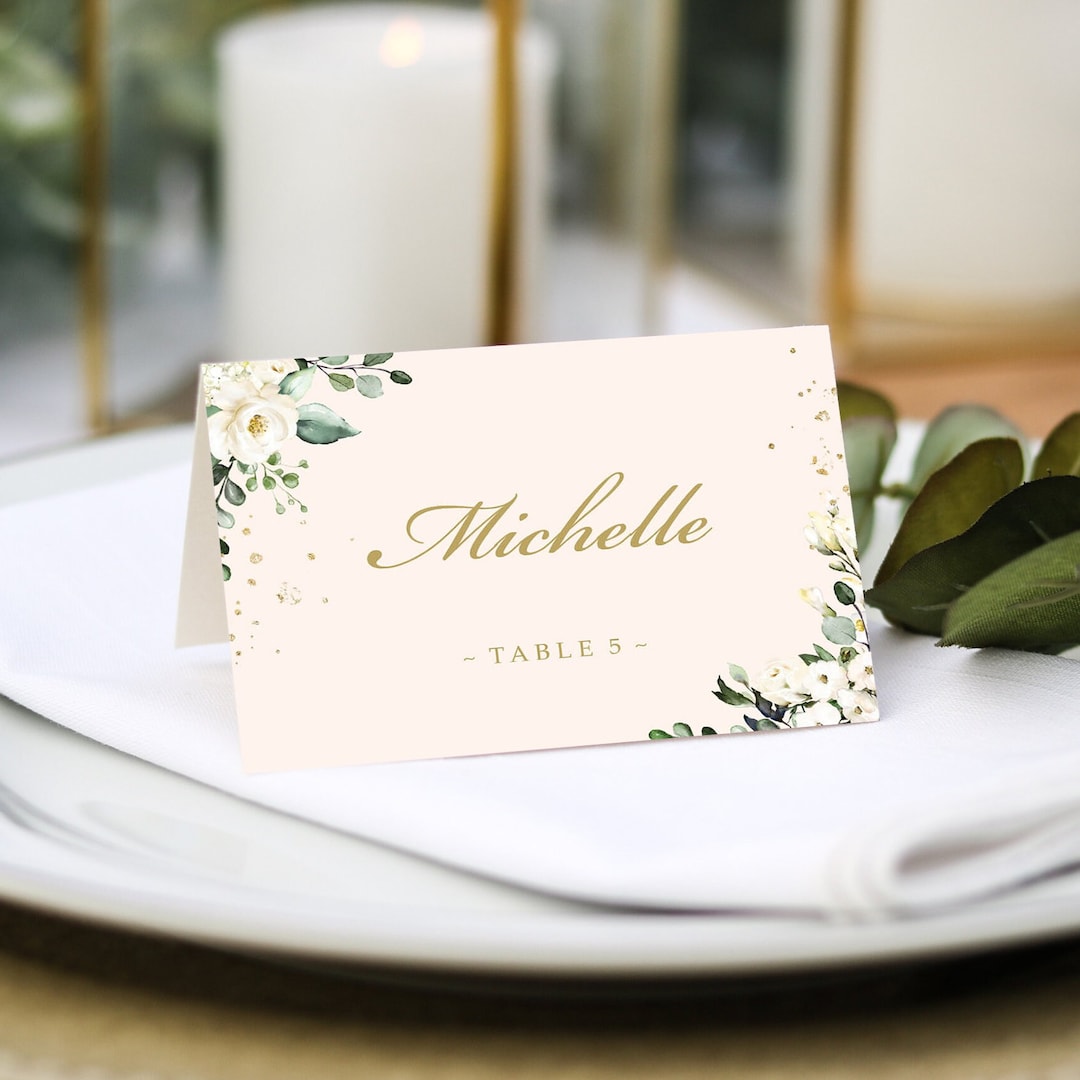 Wedding Place Cards | Guest Name Printing Included + Menu Choices ...