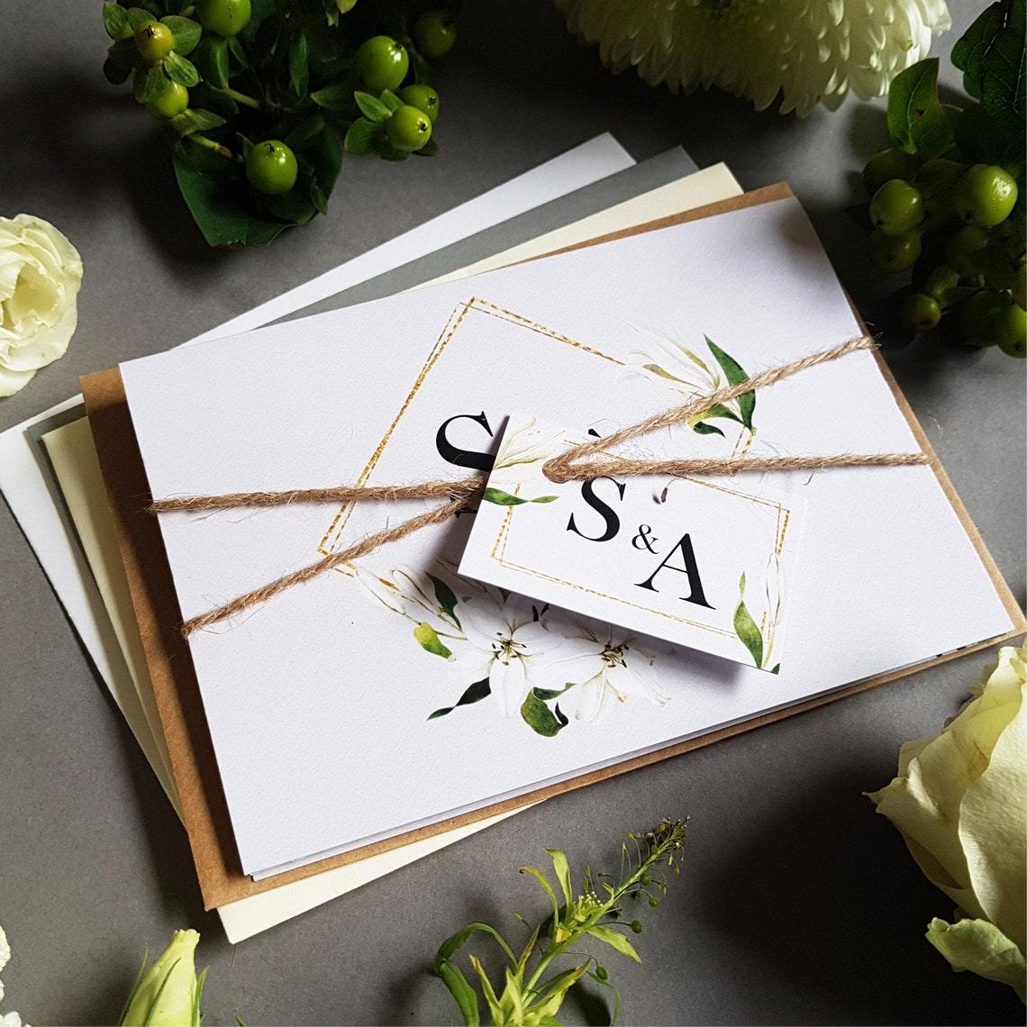 Lily Floral Wedding Invitation Set Personalised Wedding - Etsy