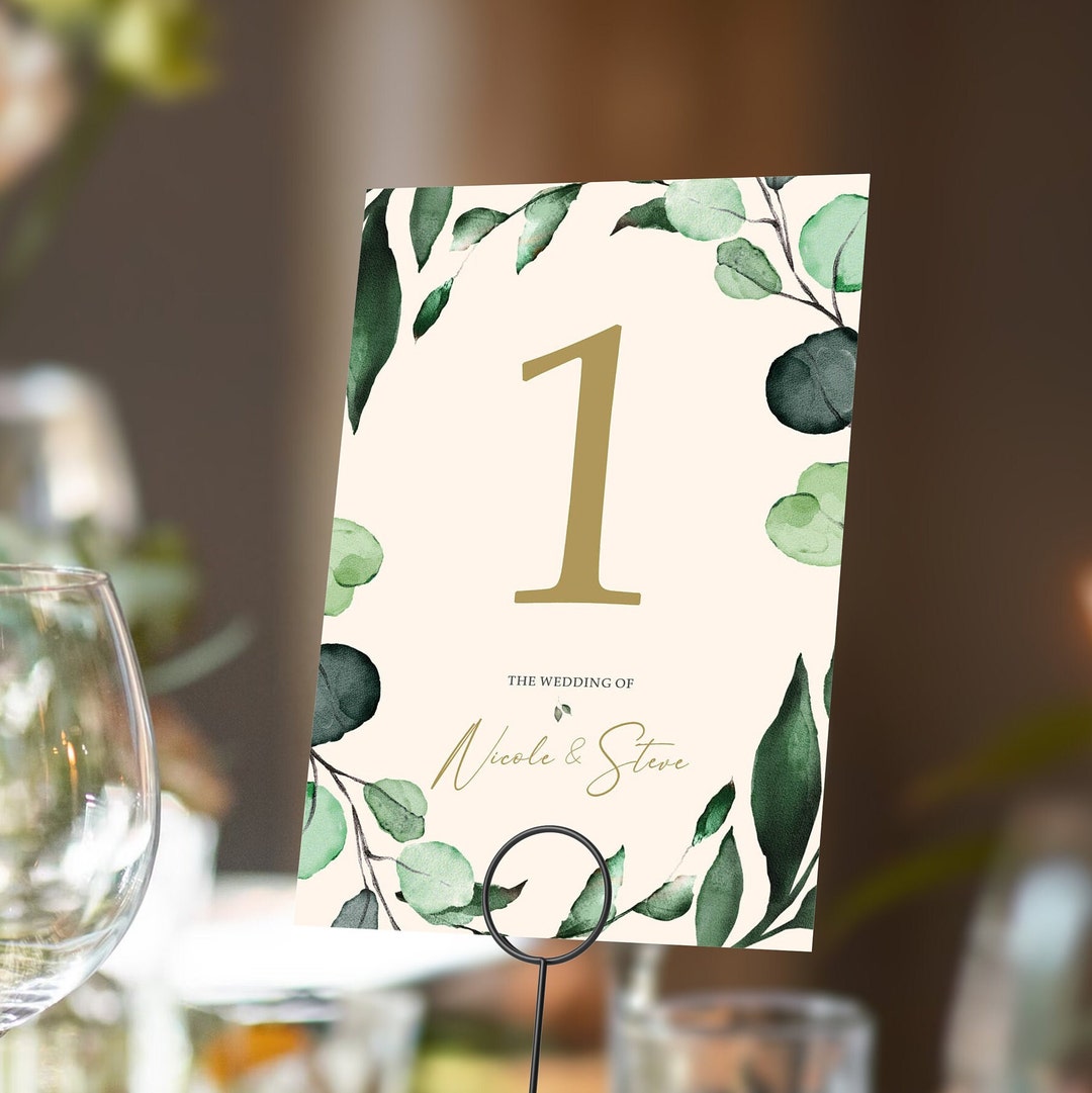 Botanical Greenery Table Numbers or Table Names | Any Colour Font | A5 ...