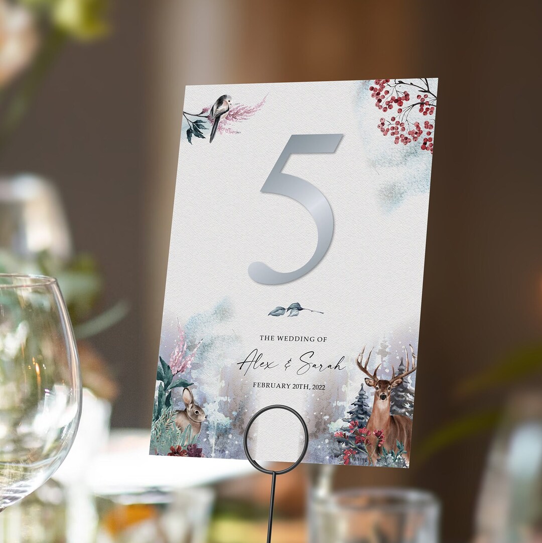 Winter Christmas Table Numbers or Table Names | Any Colour Font | A5 ...