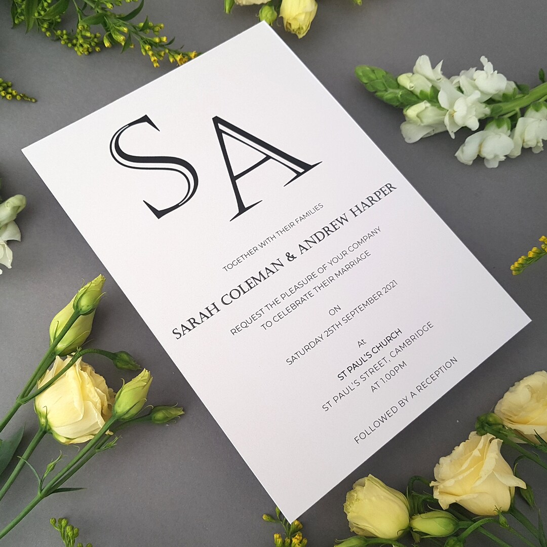 Monogram Wedding Invitation Set A5 Wedding Invitation Set With ...