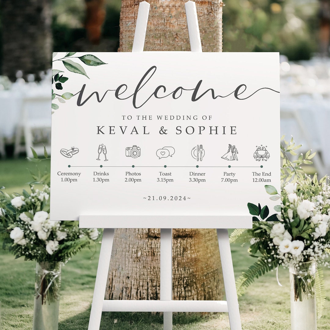 Order of the Day Wedding Welcome Sign in Any Colour, A1, A2 ...