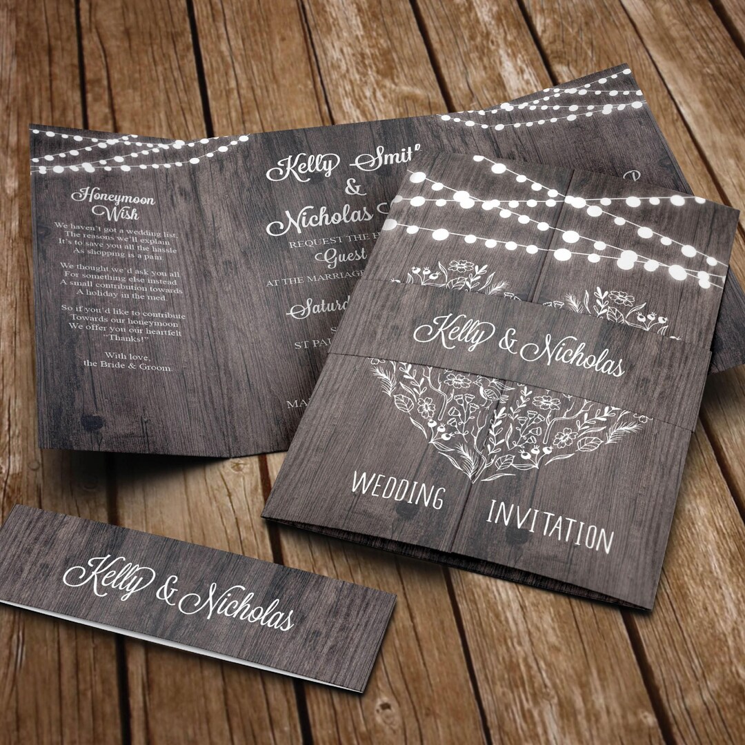 Rustic Barn Wedding Invitation Set With Envelopes + Bellyband ...
