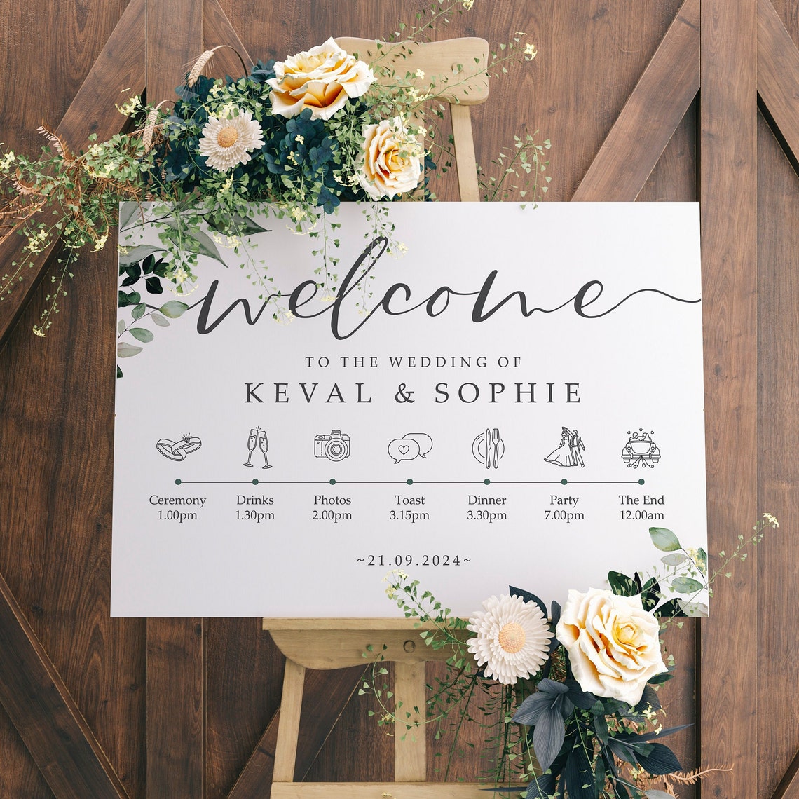 Order of the Day Wedding Welcome Sign in Any Colour A1 A2 - Etsy UK