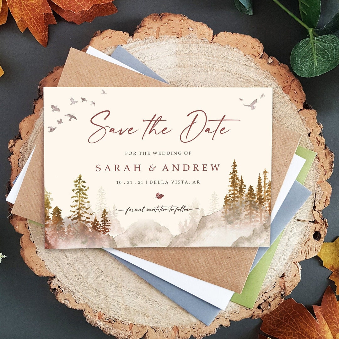 Autumn Fall Save the Dates Cards or Save the Evening or Weekend With ...
