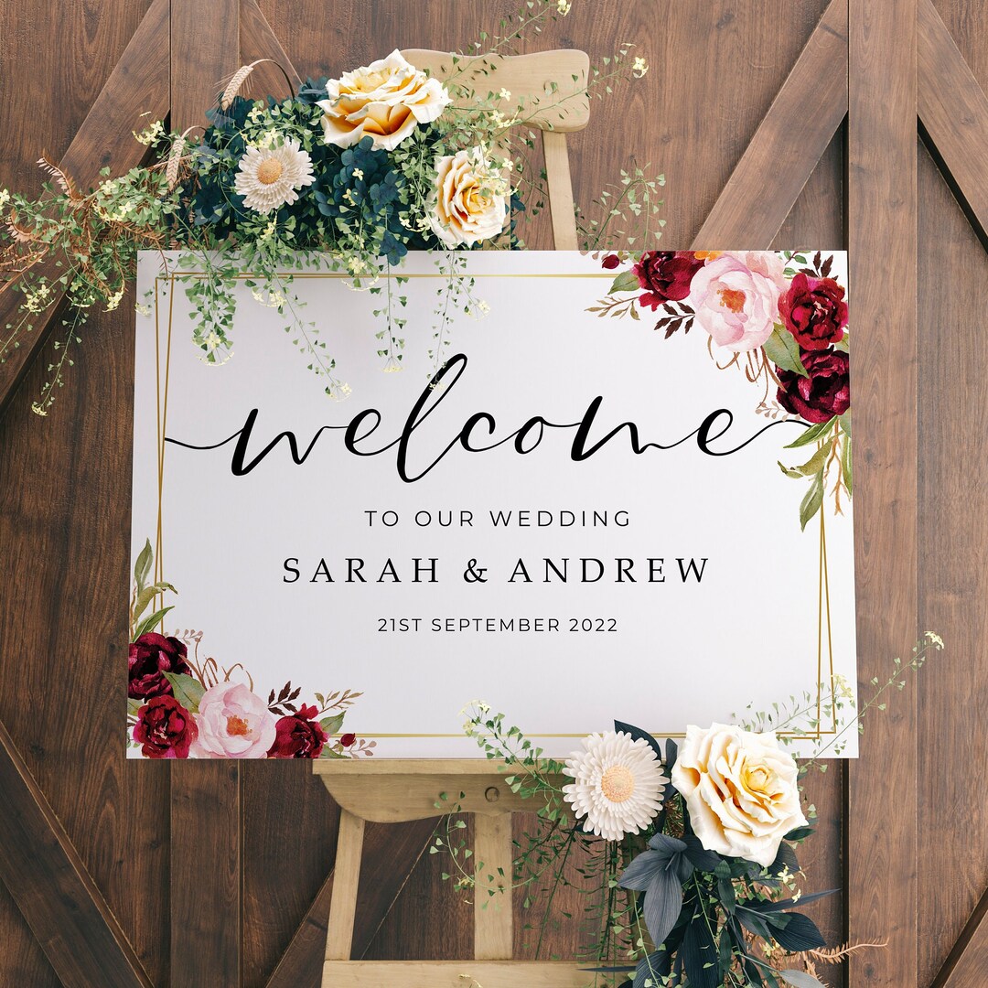 Wedding Welcome Sign, A1, A2 Personalised Wedding Signs, Wedding Decor ...