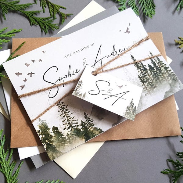 Woodsy Wedding Invitation - Etsy