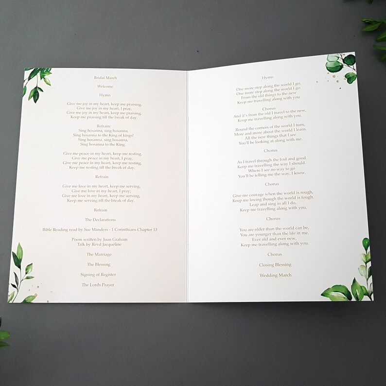 White Gold Rings Order of Service for Weddings | Order of the Day | A4 ...