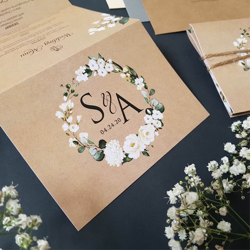 Rustic Wedding Invitation Set White Floral Including - Etsy