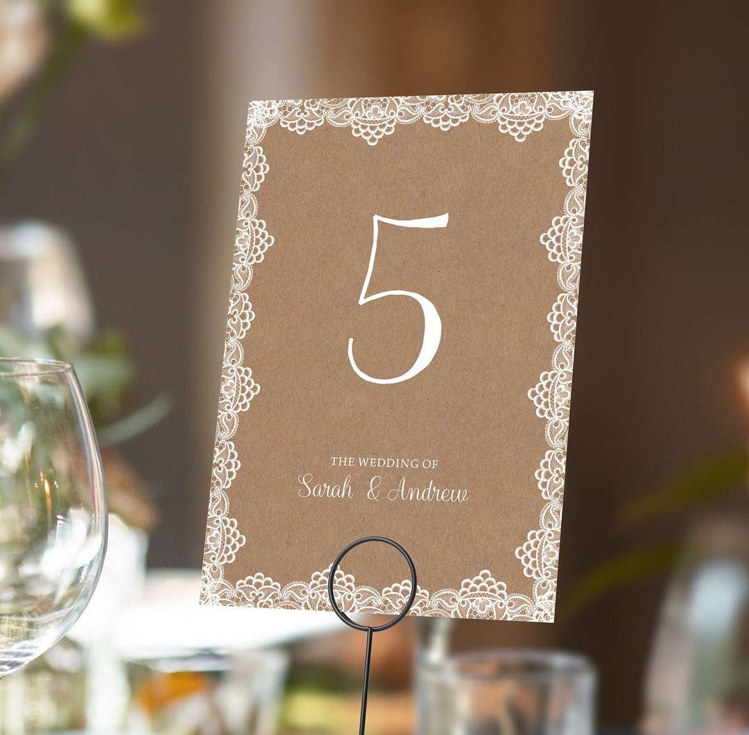 Lace Table Numbers or Table Names | Any Colour Font | A5 Double Sided ...