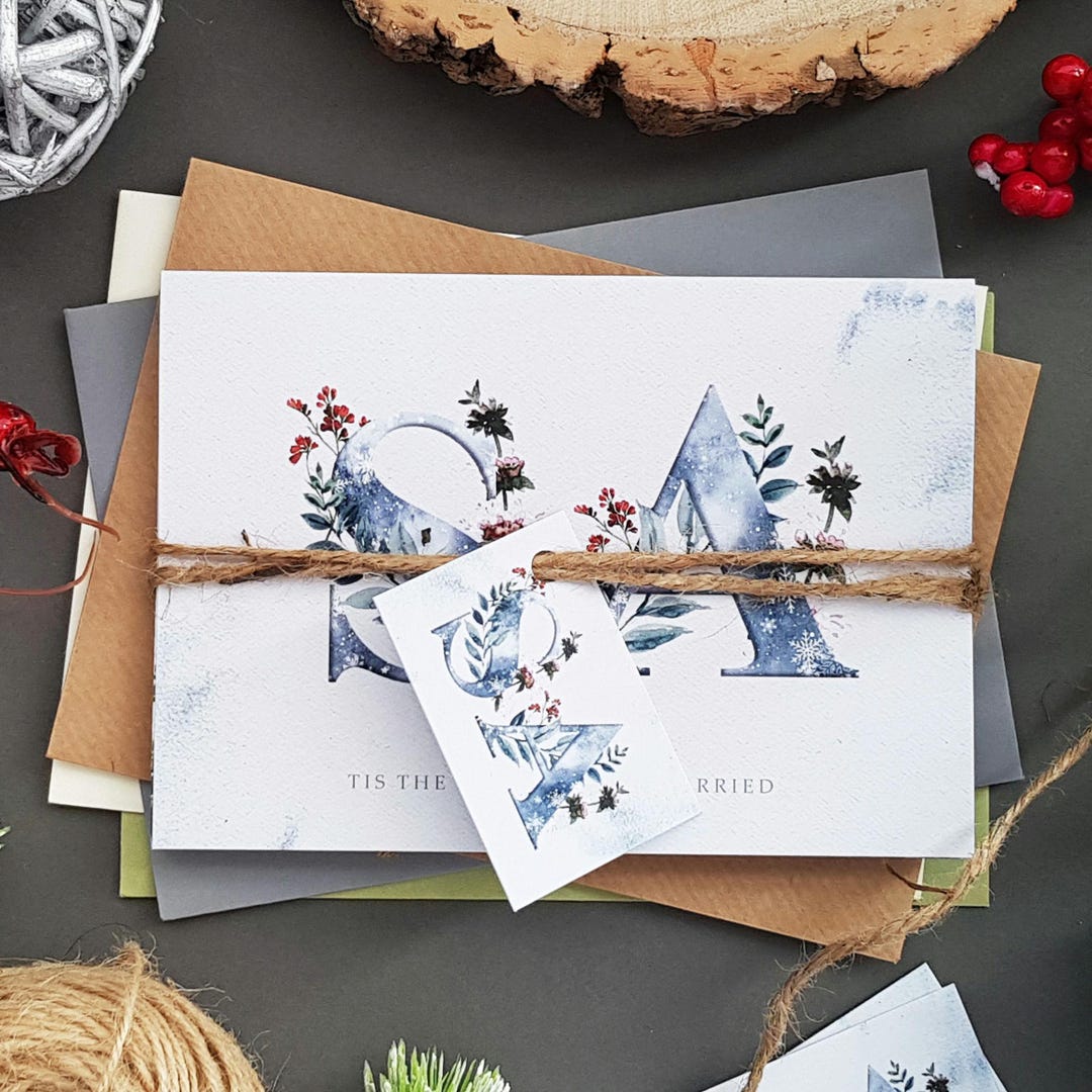 Winter Wedding Invitation Set - Concertina Trifold Wedding Invites With ...