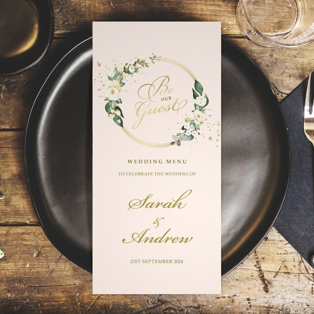Personalized Wedding Menus: Elegant Floral Design, DL Size - Etsy