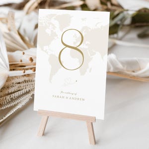Passport World Map Table Numbers or Table Names | Gold or Any Colour ...