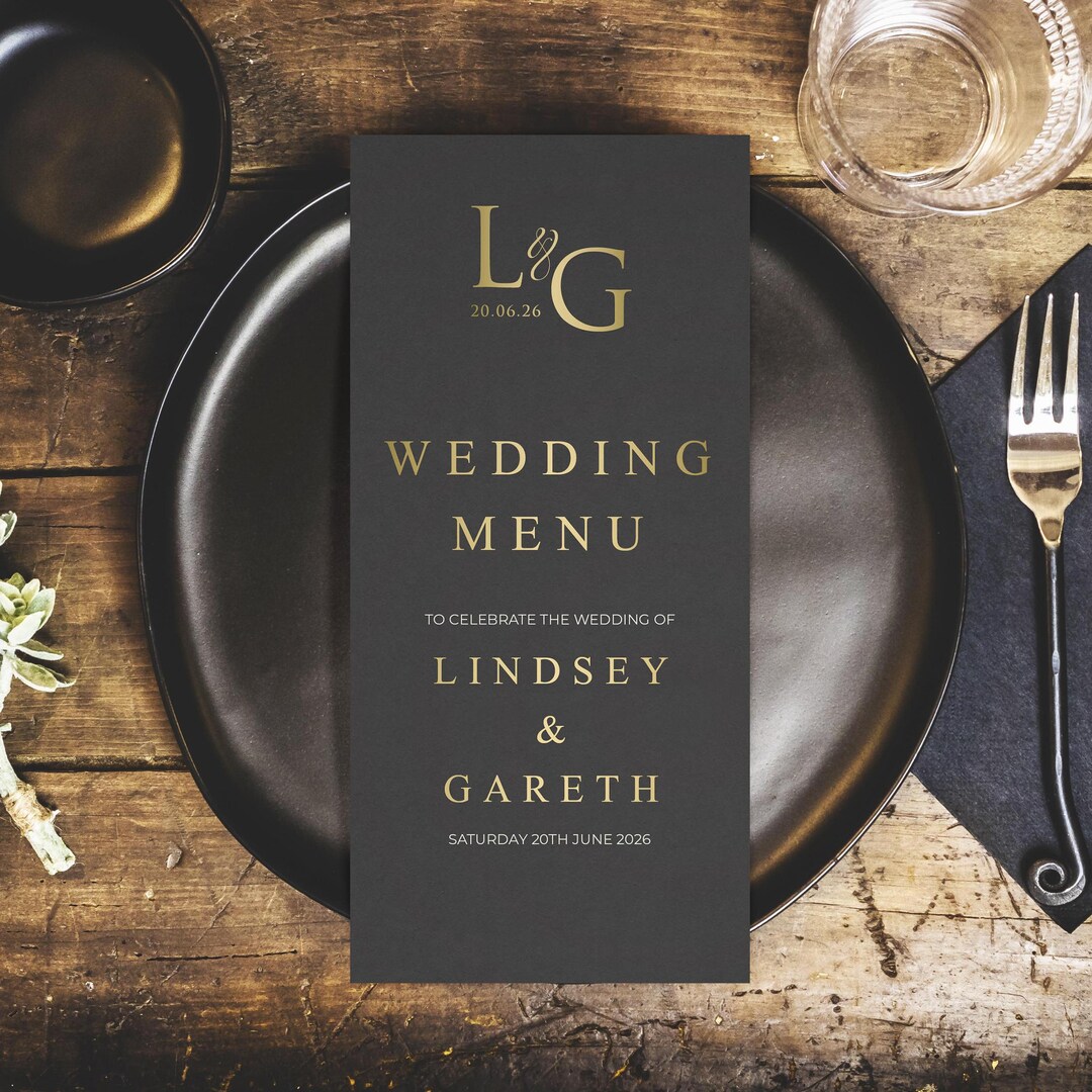 Monogram Wedding Menus: Personalised Minimalist Table Decor - Etsy