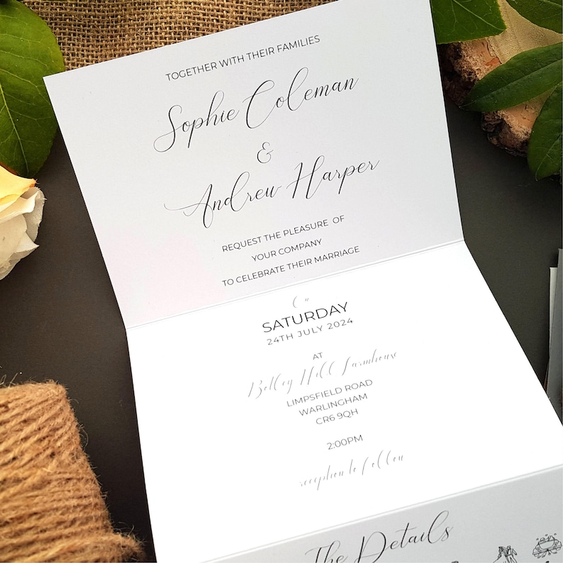 Minimalist Wedding Invitation Set in Any Colour - Simple Concertina ...