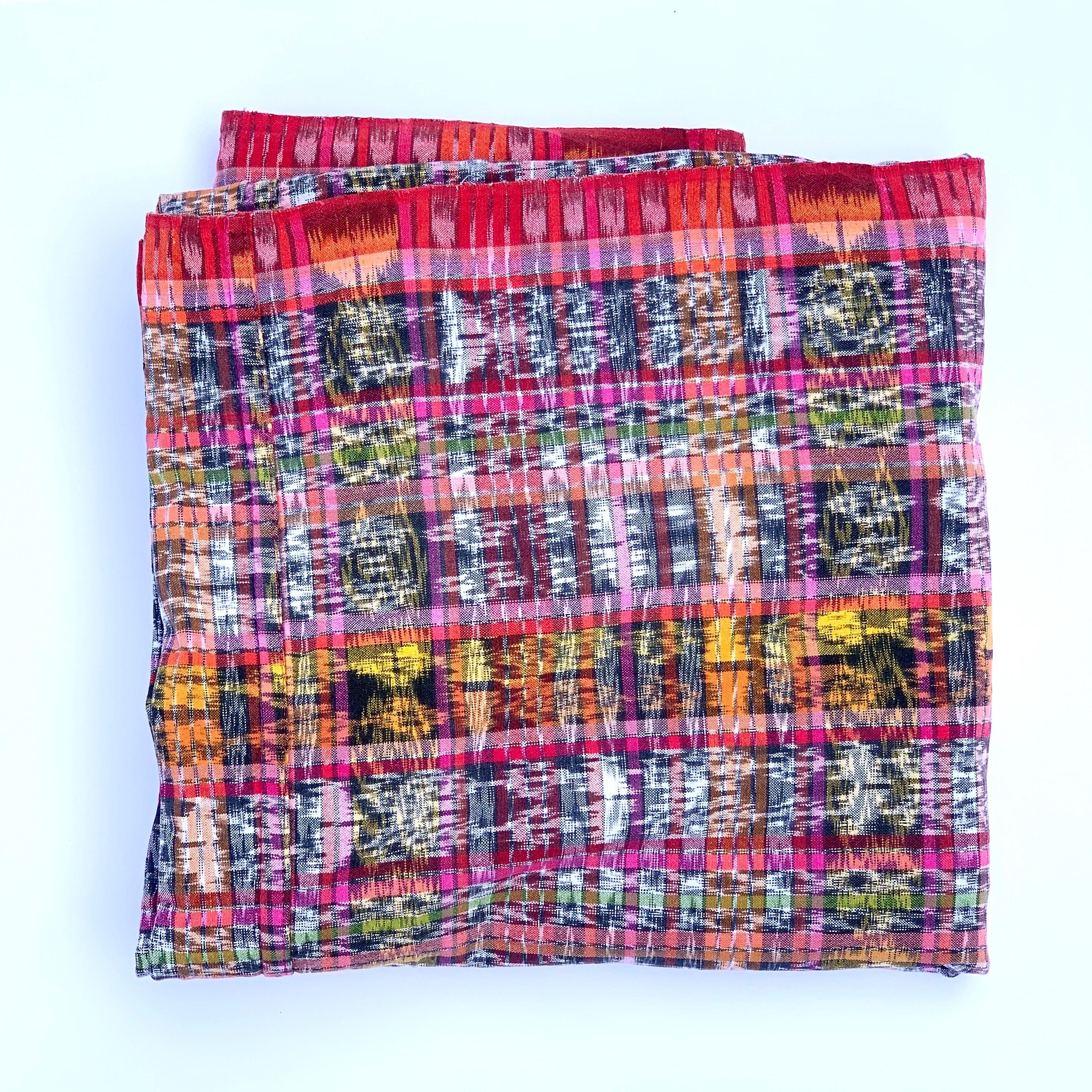 Vintage Guatemalan Corte Textile 4.1 Yards– Multicolor Fabric With Red ...