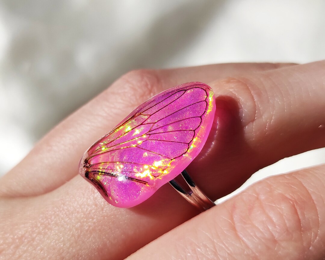 Enchanting Fairy Wing Ring, Real Insect Wing Jewelry on Sterling Silver ...