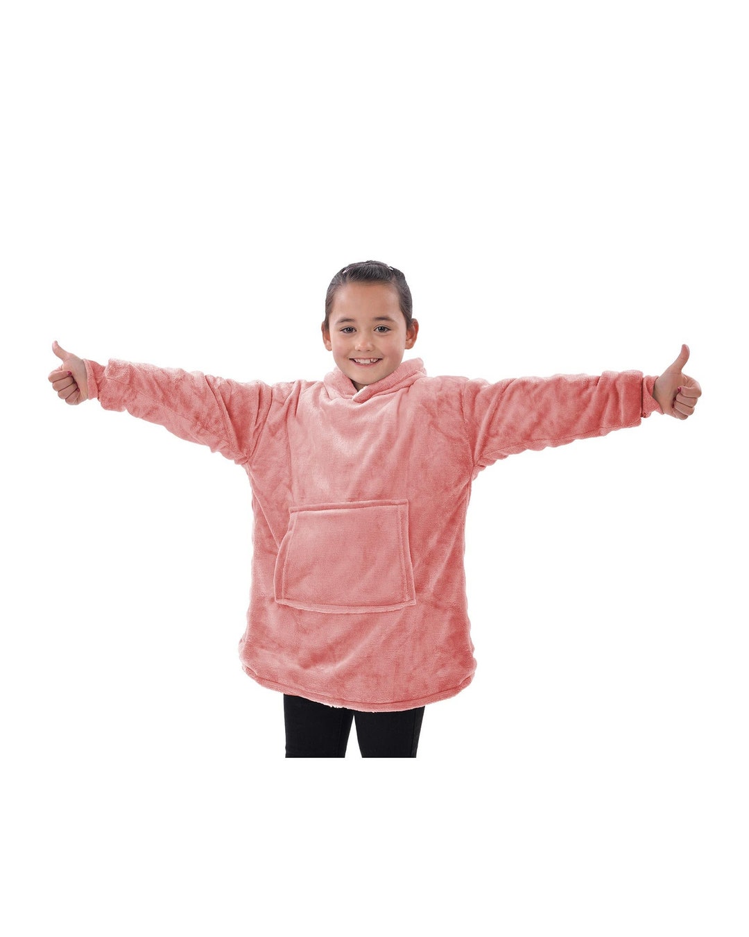 Personalised Kids Sherpa Hoodie Oodie-like Reversible Pink Embroidered ...