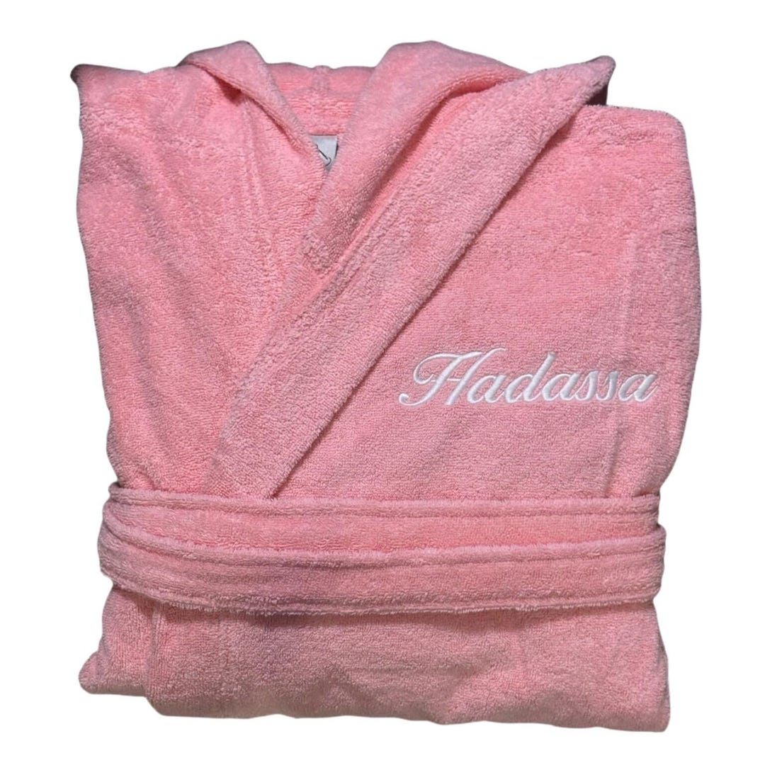 Pink Personalized 100% Egyptian Cotton Hooded Bathrobe - Etsy