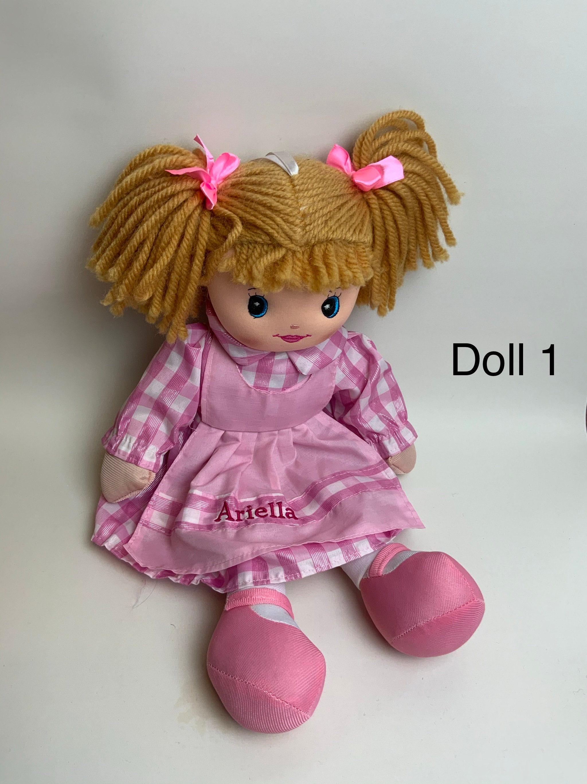 Personalised Rag Doll Gift embroidered with name Baby Birthday | Etsy