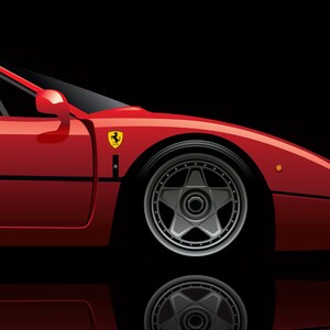 1987 FERRARI F40 Side Profile, Classic Sports Car, F40 Poster, Digital ...
