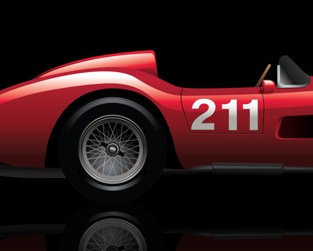 1957 FERRARI TESTAROSSA Side Profile, Classic Sport Car, Digital ...