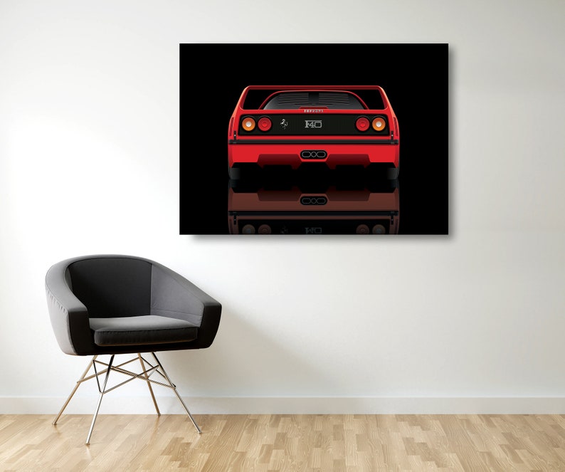 1987 FERRARI F40, Rear View, Classic Sports Car, F40 Poster, Digital ...