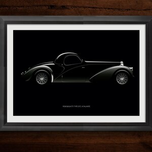 BUGATTI T57C ATALANTE Coupe, Vintage Car, Antique Car, Car Poster, Art ...