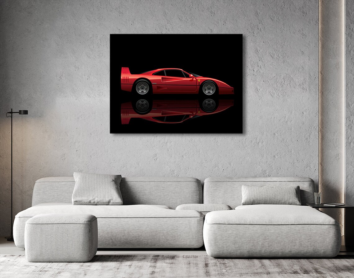 1987 FERRARI F40 Side Profile, Classic Sports Car, F40 Poster, Digital ...
