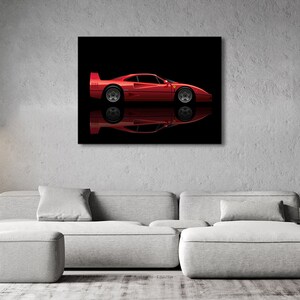 1987 FERRARI F40 Side Profile, Classic Sports Car, F40 Poster, Digital ...