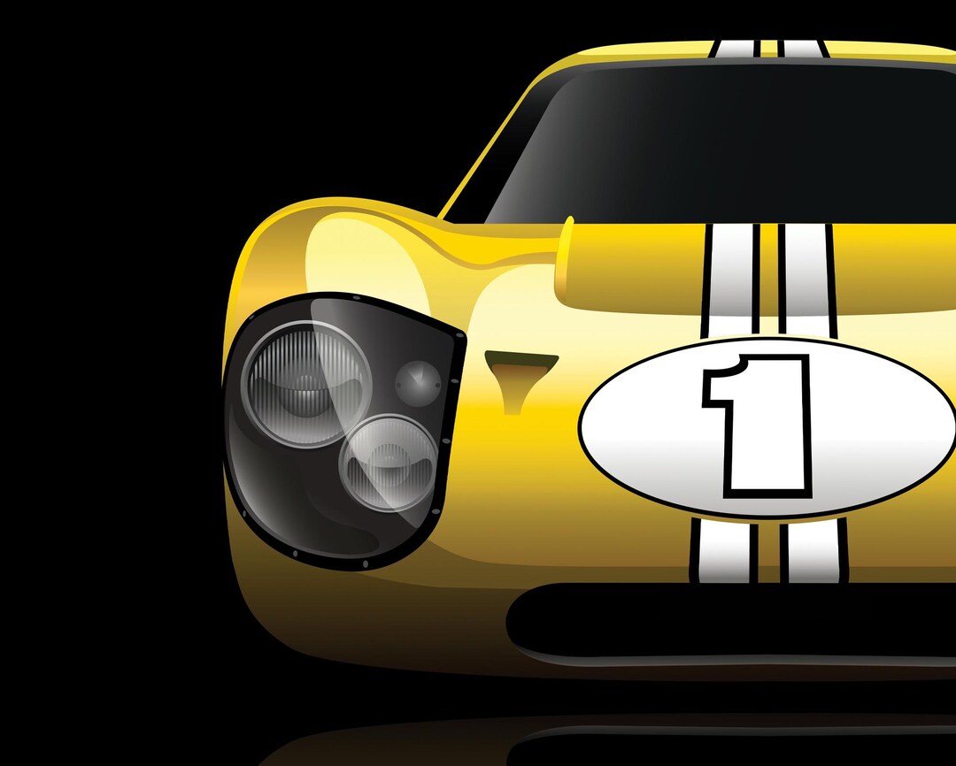 1967 Ford GT40 MK IV Poster: Yellow Classic Sports Car (digital ...