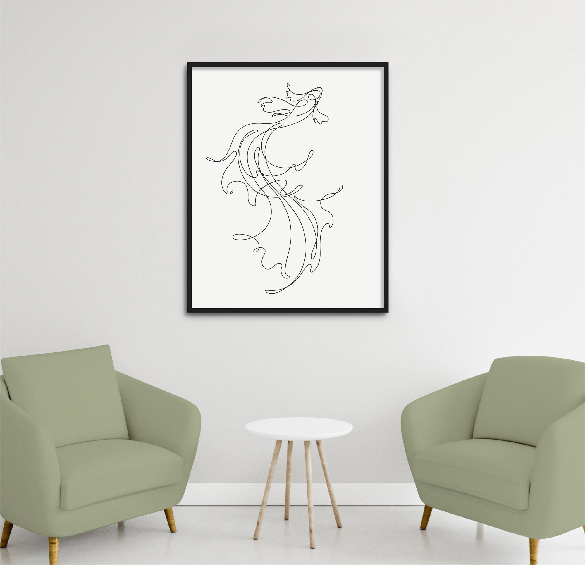 BETTA FISH Continuous Line Art, Line Art Digital Download, Wall Hanging ...