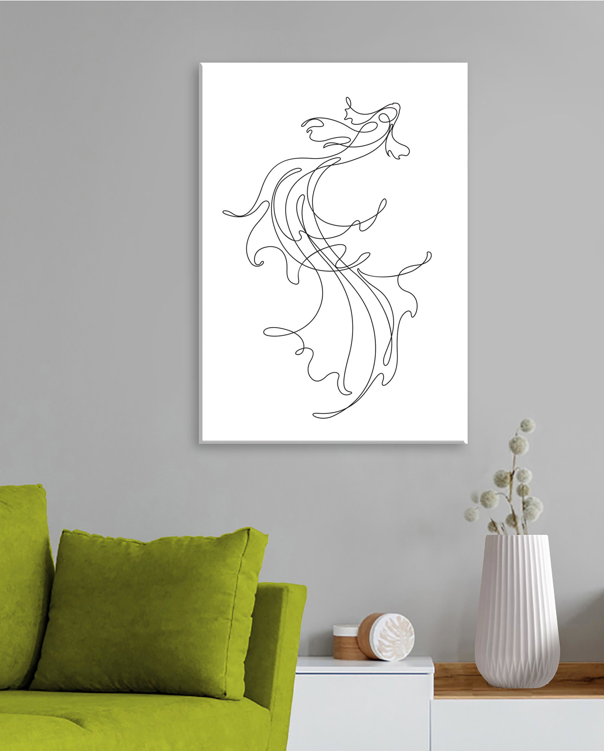 BETTA FISH Continuous Line Art, Line Art Digital Download, Wall Hanging ...
