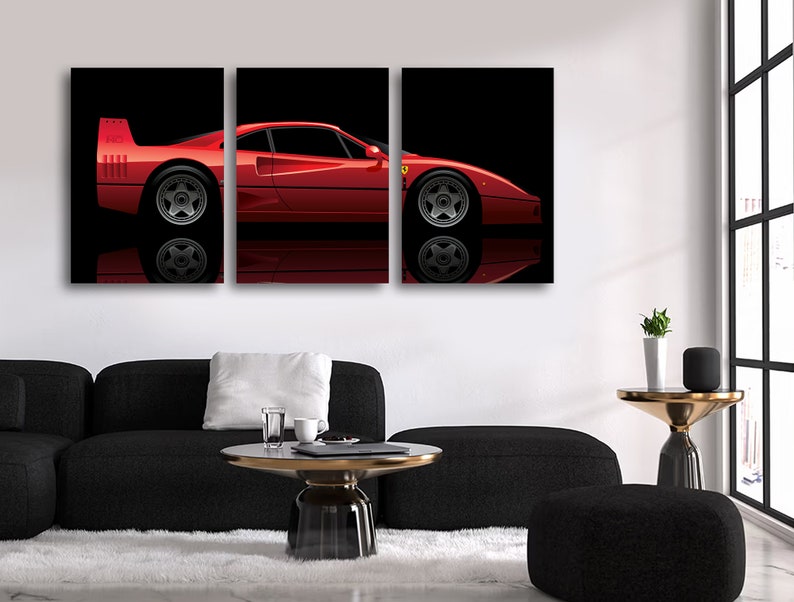 1987 FERRARI F40 Side Profile, Classic Sports Car, F40 Poster, Digital ...