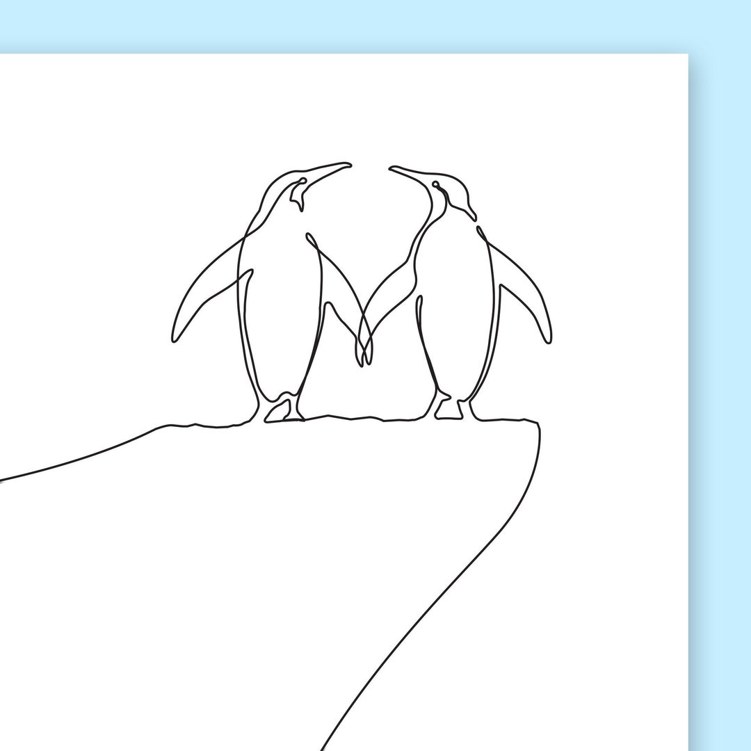 Penguin Continuous Line Art, Line Art Digital Download, Wall Hanging ...