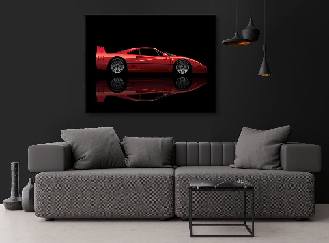 1987 FERRARI F40 Side Profile, Classic Sports Car, F40 Poster, Digital ...