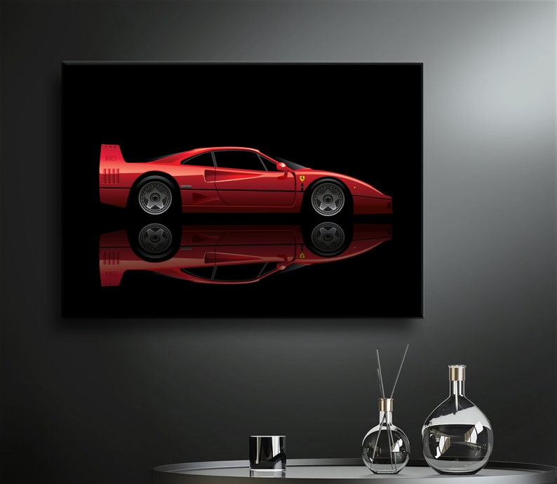1987 FERRARI F40 Side Profile, Classic Sports Car, F40 Poster, Digital ...