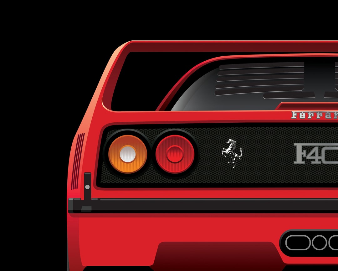 1987 FERRARI F40, Rear View, Classic Sports Car, F40 Poster, Digital ...
