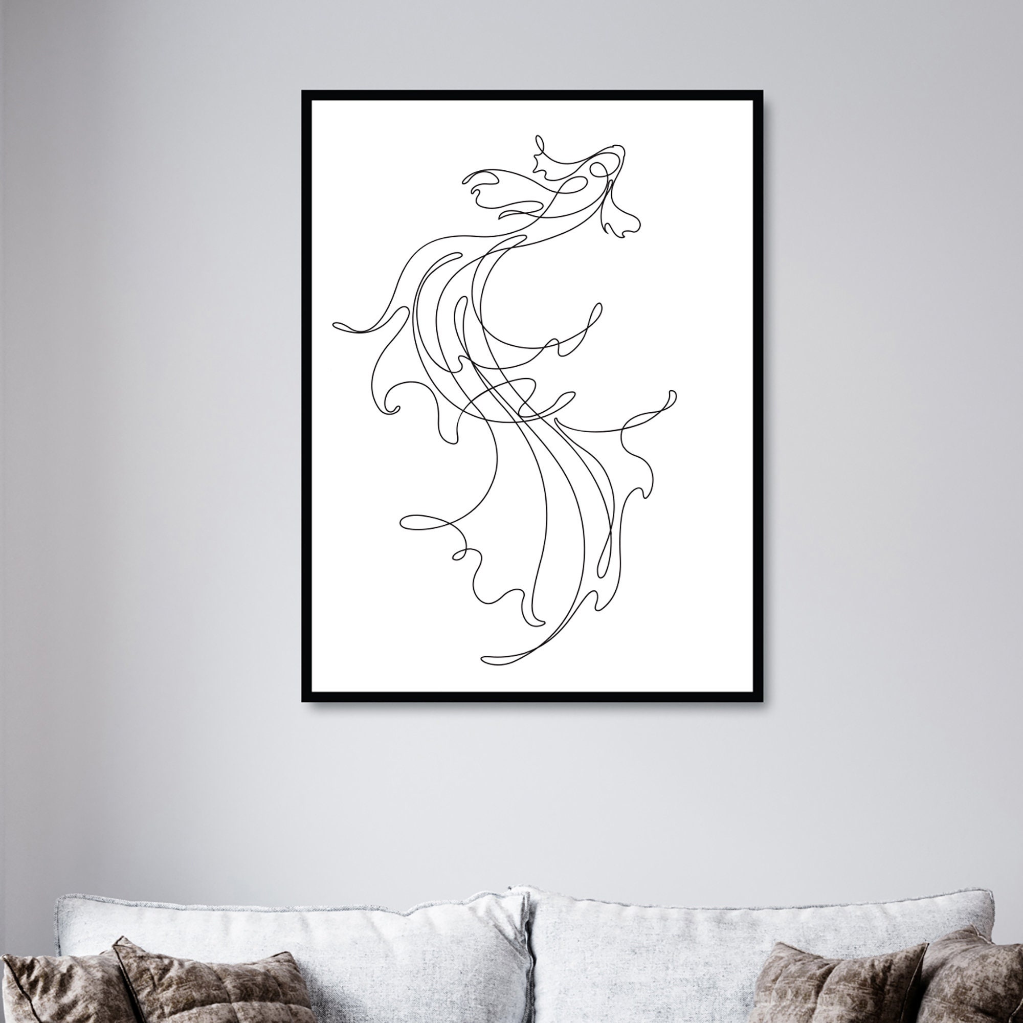 BETTA FISH Continuous Line Art, Line Art Digital Download, Wall Hanging ...