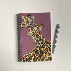 TWO GIRAFFES NOTEBOOK, Giraffes Kissing Jotter, A5 Zoo Animal Notepad ...