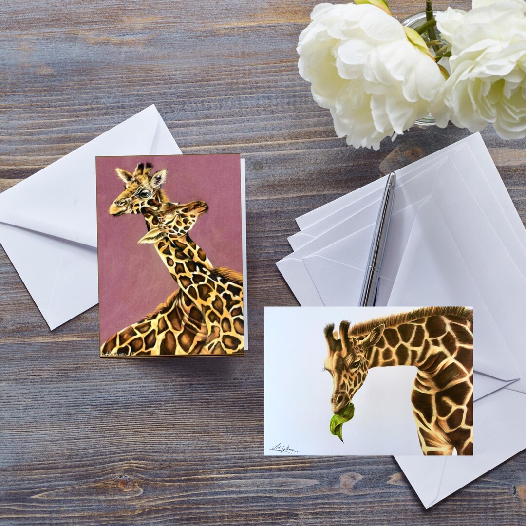 GIRAFFES HUGGING ANNIVERSARY Card, for Giraffe Lover, Safari Wildlife ...