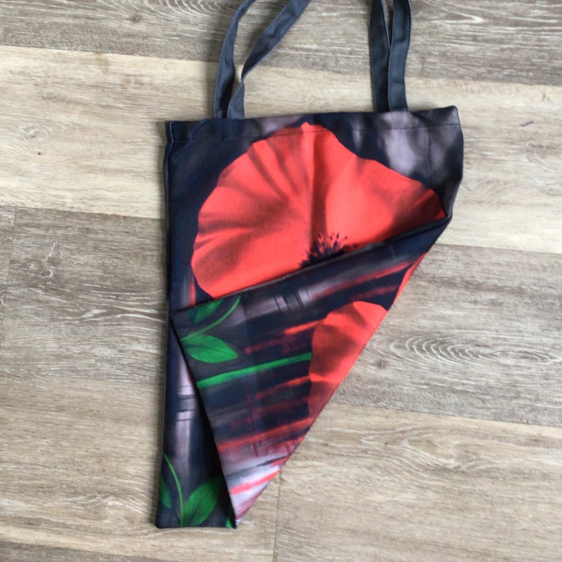 Red Poppy Art Tote Bag: Floral Cotton Canvas Market Sack - Etsy