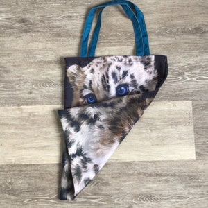 SNOW LEOPARD CUB Tote, Eco Grocery Sack, Cotton Market Bag, Foldup ...