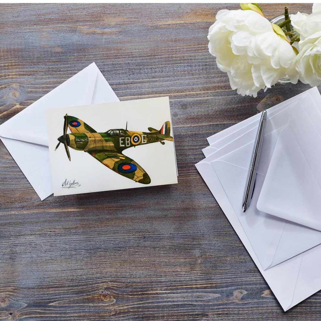 Spitfire Aircraft Card: Military Aeroplane Art, Plane Lover Gift - Etsy