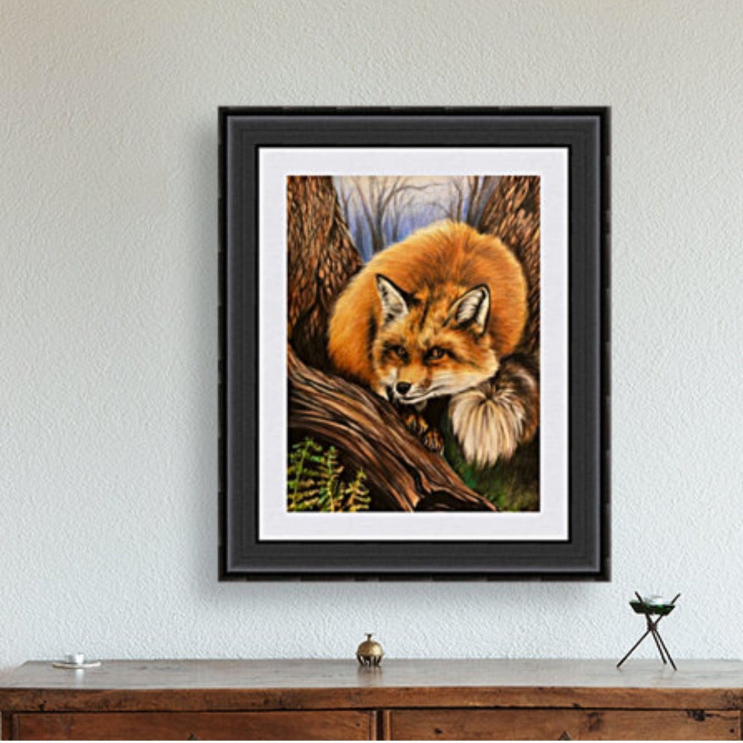 RED FOX POSTER, Woodland Animal Print, Fox in Forest Illustration ...