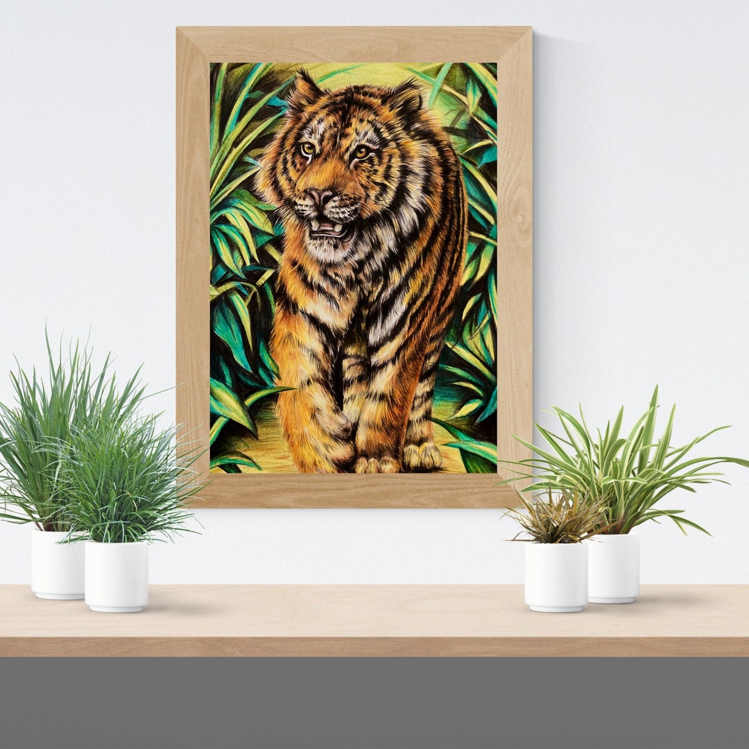 TIGER DRAWING POSTER, Wildlife Fine Art, Tiger Lover Gift, Tiger ...