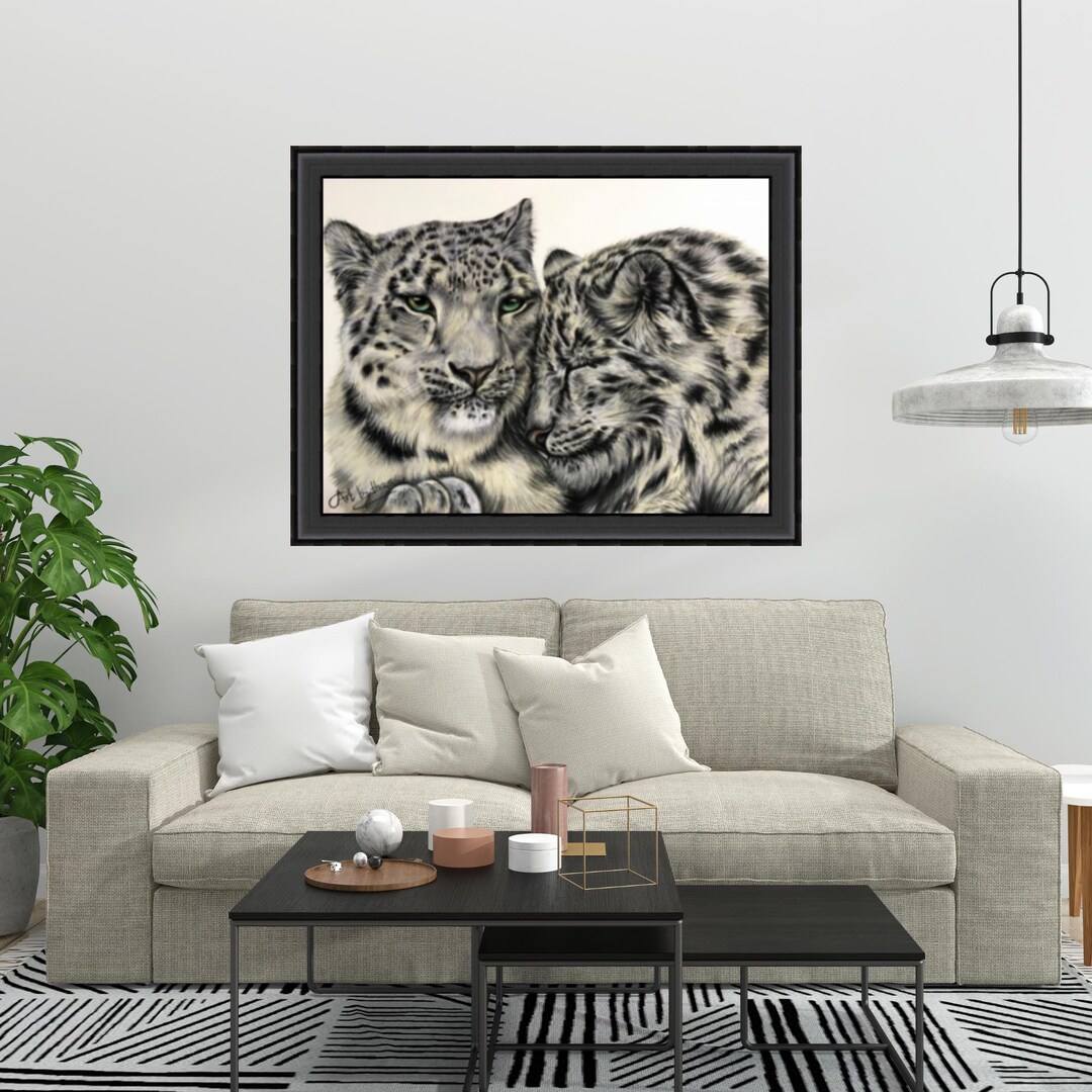 Snow Leopards Snuggling Print: Big Cat Lover Gift, Wildlife Art - Etsy