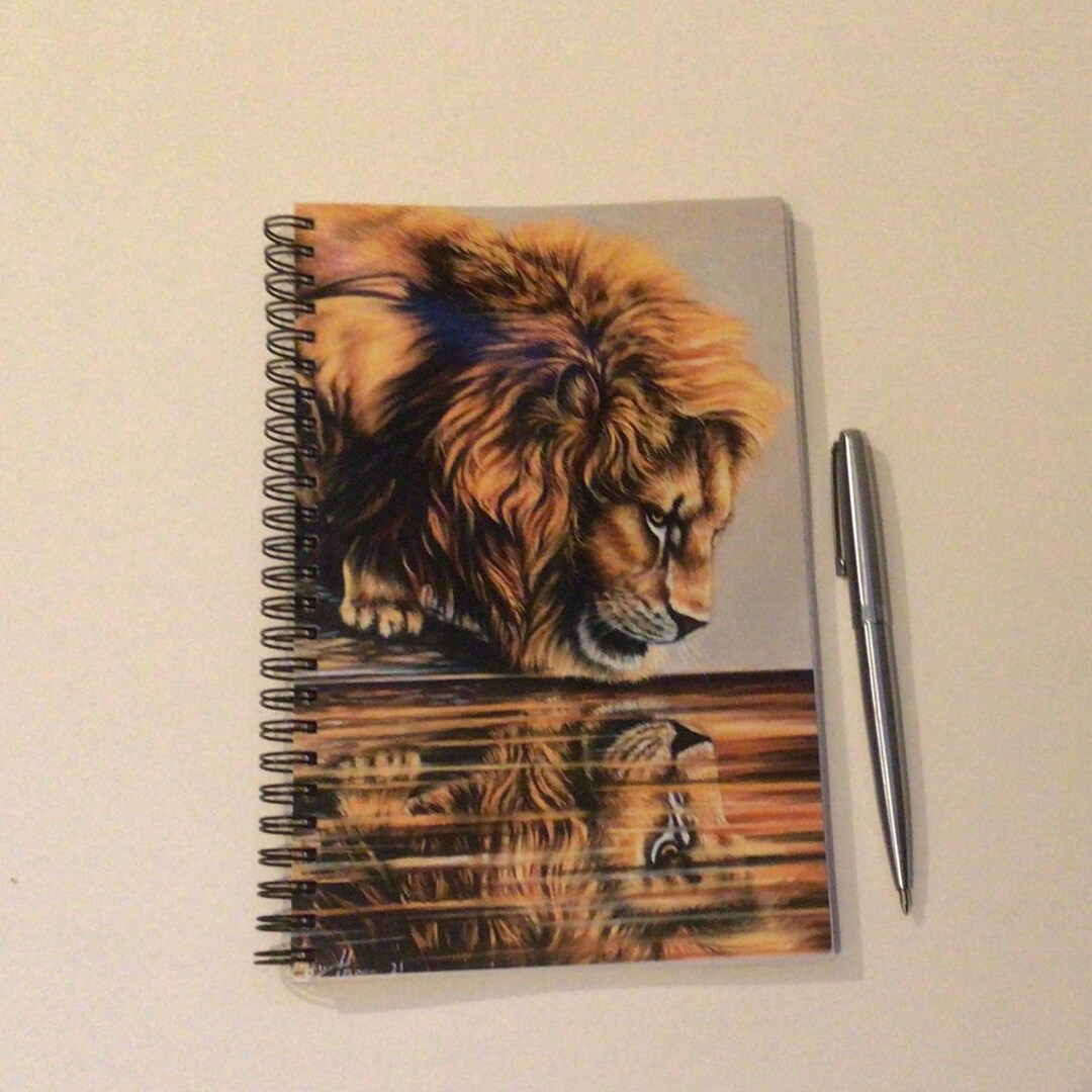 Lion Notebook: A5 Spiral Journal, Wildlife Art Notepad - Etsy