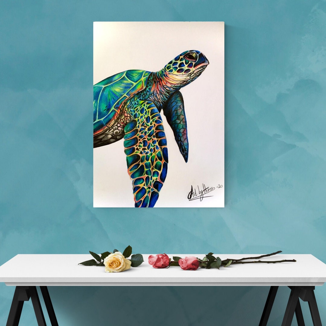 Rainbow Sea Turtle Print: Fine Art Illustration, Kids Room Decor - Etsy