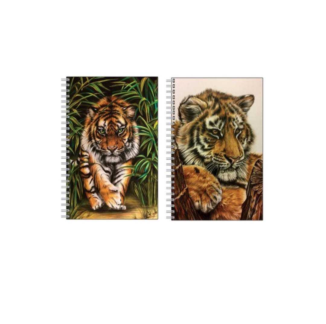 TIGER NOTEBOOK, A5 Lined Animal Notepad, Prowling Tiger Pad, Big Cat ...